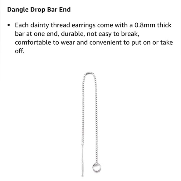 Hand Crafted | Jewelry | 925 Sterling Silver Ear Threads Long Chain Dangle With December Crystal ...